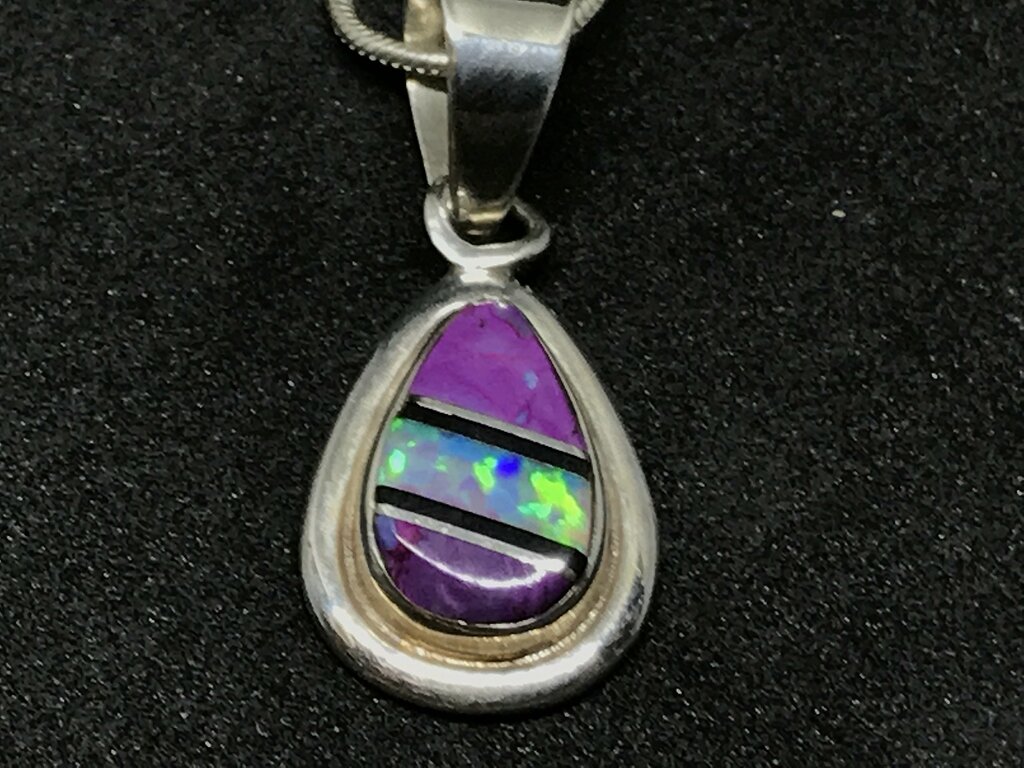 Luck Find! Azurite and Opal Tiny Pendant Unknown Hallmark - Identifying ...